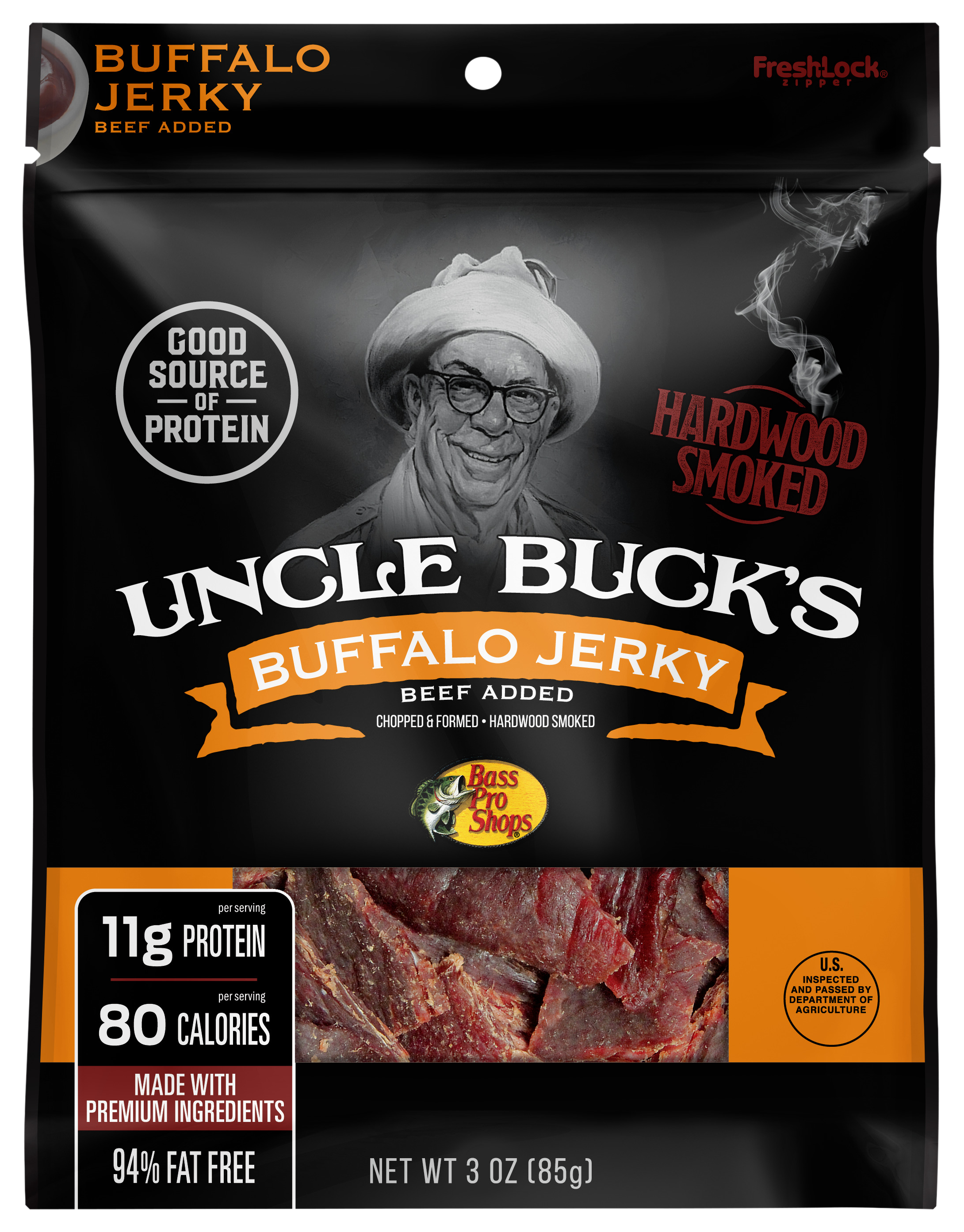 Bass Pro Shops Uncle Buck's Original Buffalo Jerky, Beef Added - 8 Pack ...